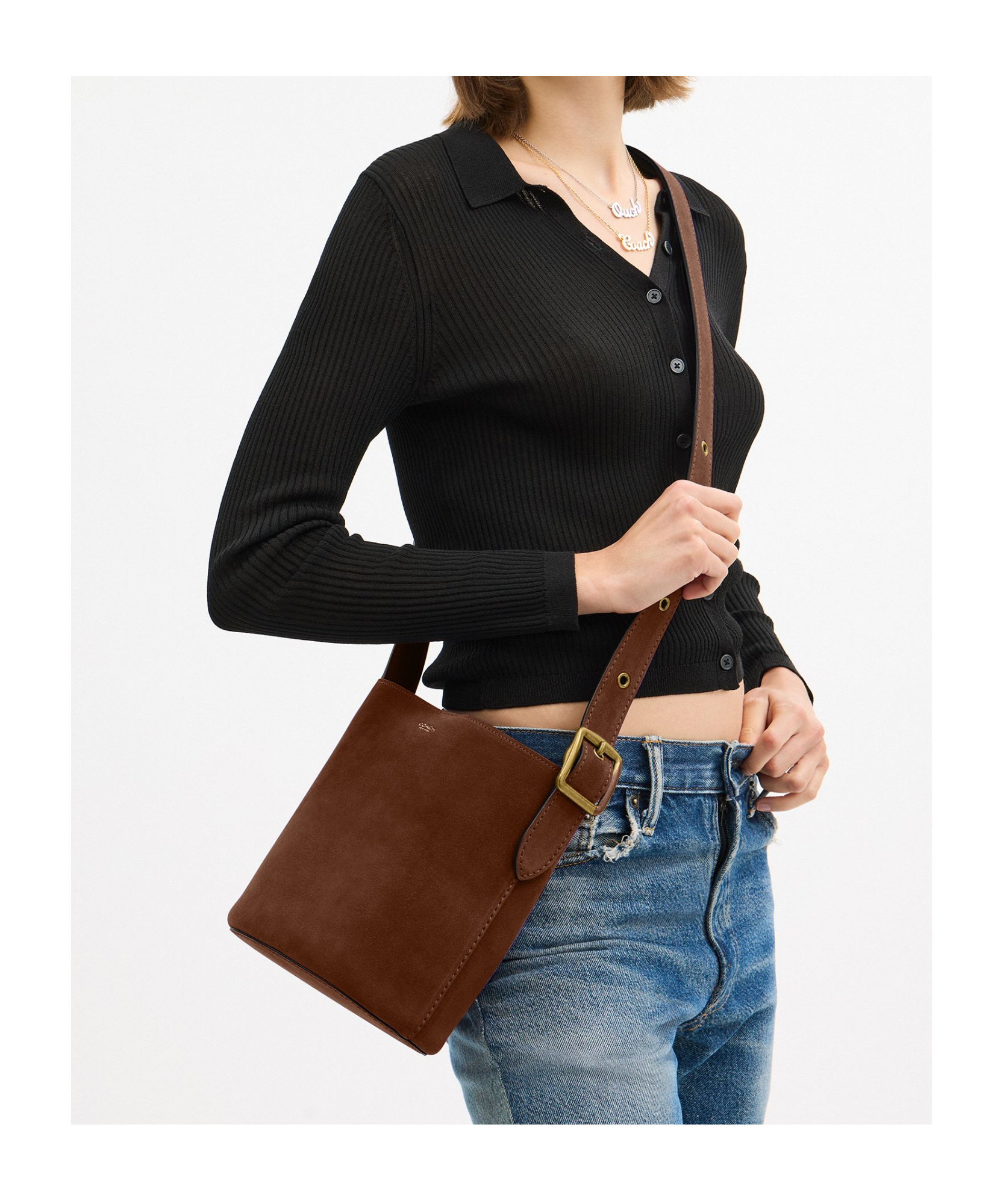COACH Coach Bleecker 21 Bucket Bag in Suede